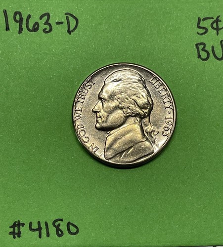 1963-D Jefferson Nickel 5 Cent Piece BU Uncirculated Mint State 5c US ...