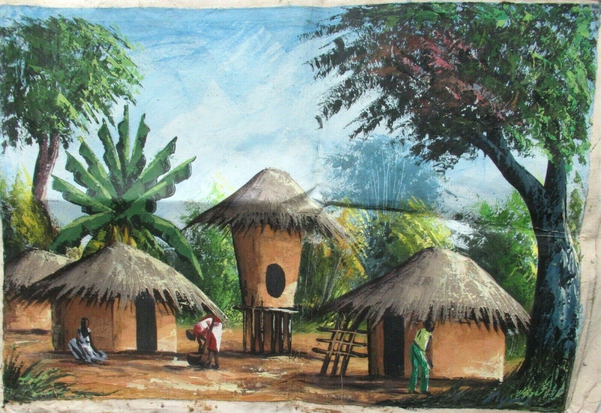 African Village Drawing Art