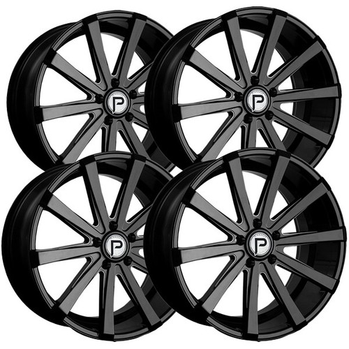 (Set of 4) Pinnacle P100 Royalty 20x8.5 5x120 +35mm Black/Milled Wheels ...