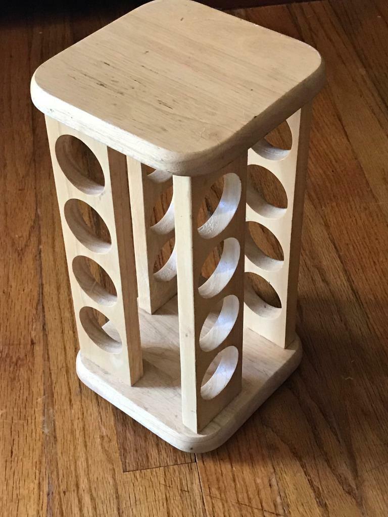 4 SIDED WOODEN REVOLVING SPICE RACK HOLDS 16 BOTTLES 12 X 6 X 6 | eBay