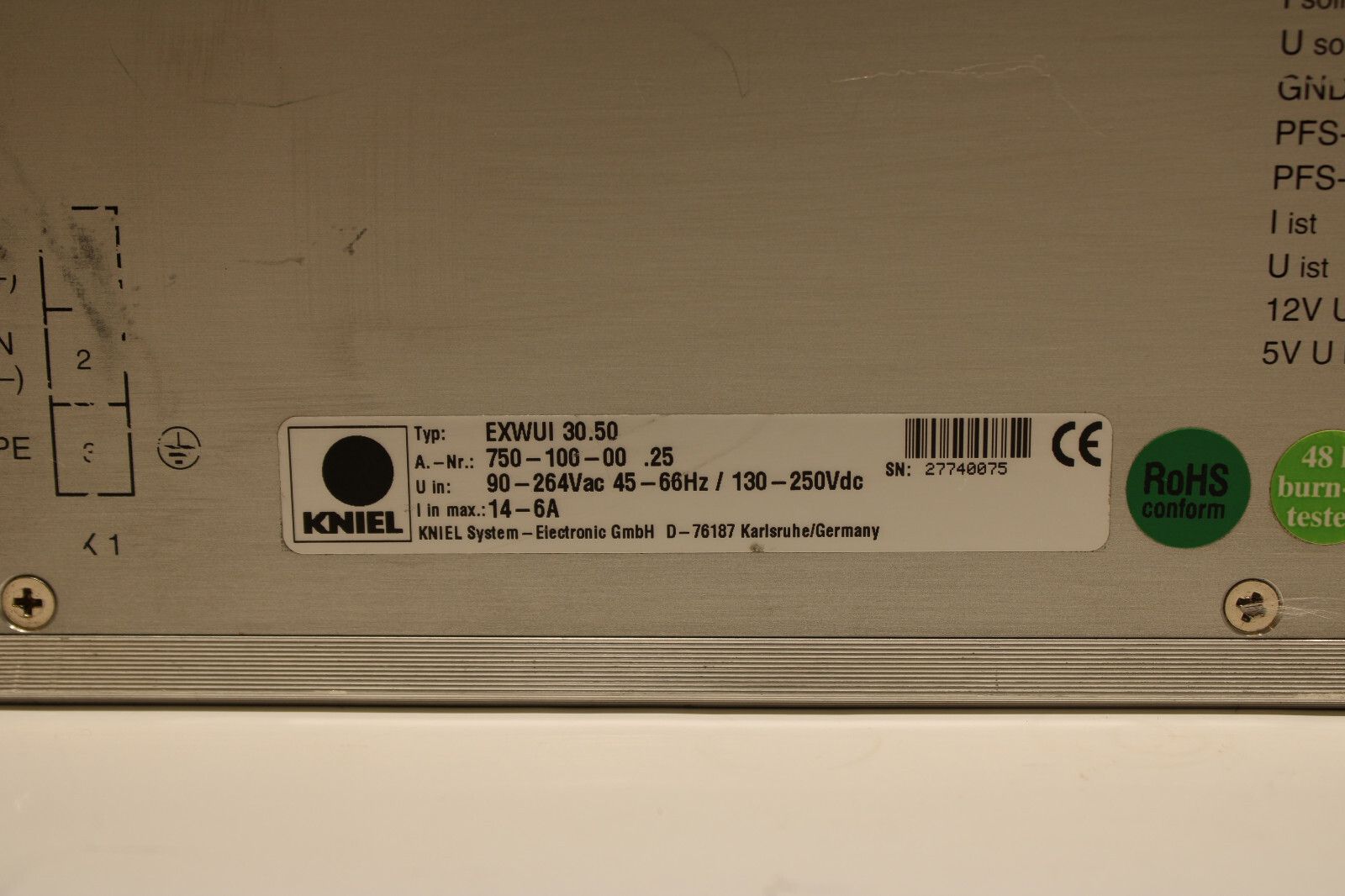 Kniel EXWUI 30.50 Power Supply 750-100-00.25 | eBay