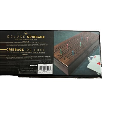 Deluxe Cribbage Family Board Game Cardinal Legacy Wooden Case Metal ...