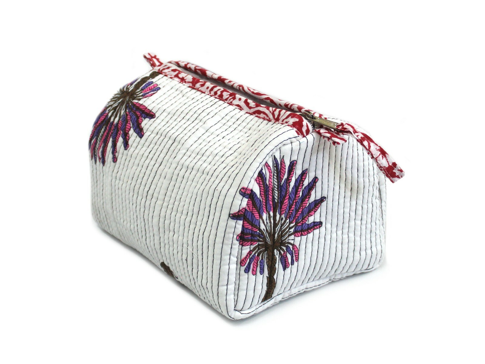 3 PC Handmade Quilted Palm Tree Toiletry Bag Makeup Bags Cosmetic Bag ...