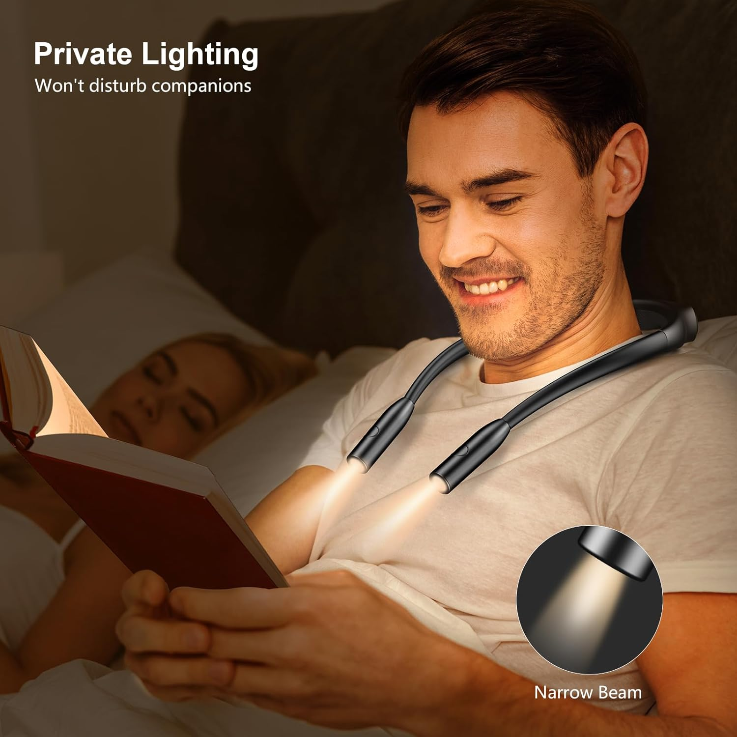 LED Neck Reading Light,Book Light for Reading in Bed-Eye Caring 3 Colors,Dimmabl | eBay