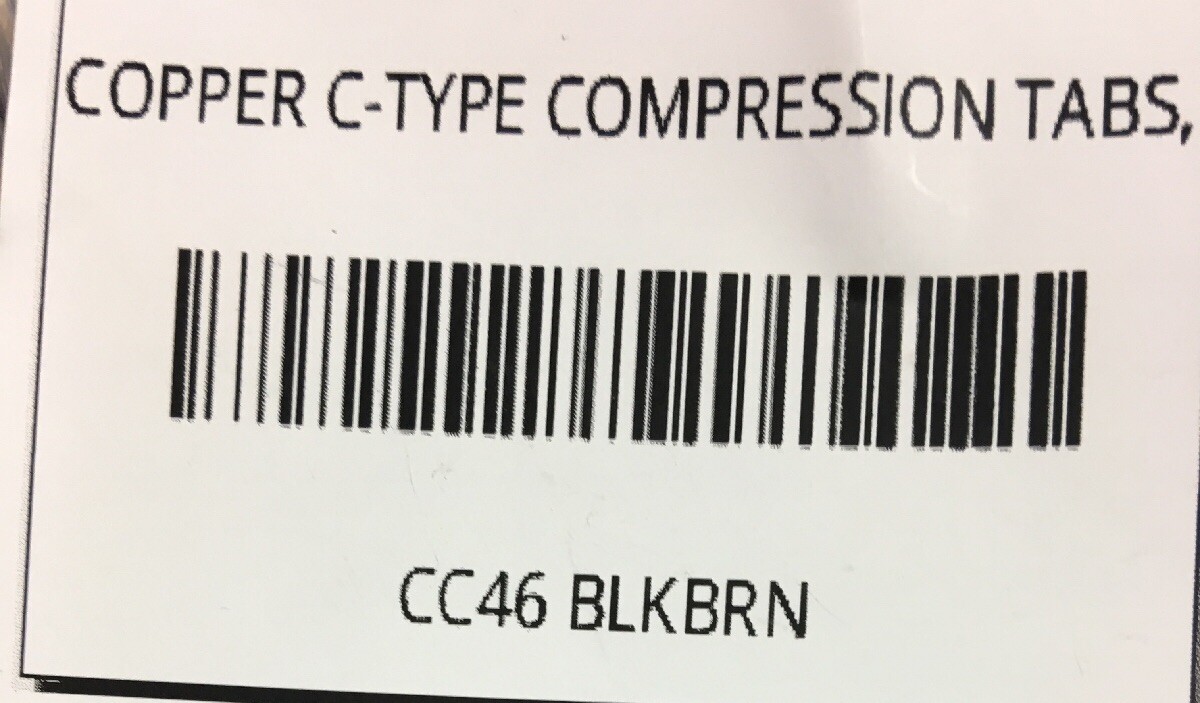 CC46 BLKBRN COPPER C-TYPE COMPRESSION TABS, WIRE RANGE GROOVE A: 6 SOL ...