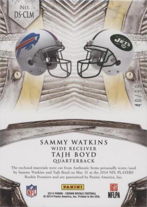 2014 Panini Crown Royale Sammy Watkins Tajh Boyd #DS-CLM for sale | eBay
