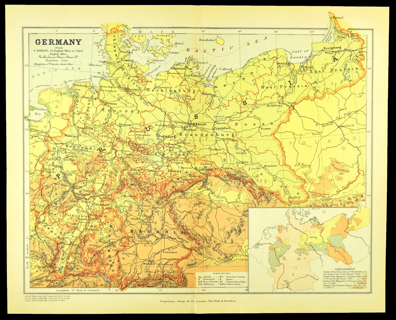 Antique GERMANY Map Wall Art Decor Original Vintage ca 1904 Berlin ...