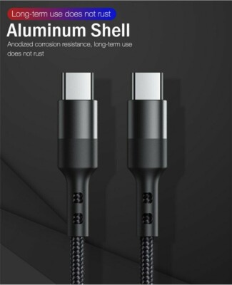 Type C to Type C Cable PD 100W Fast Charger Long Braided Alloy USB-C ...