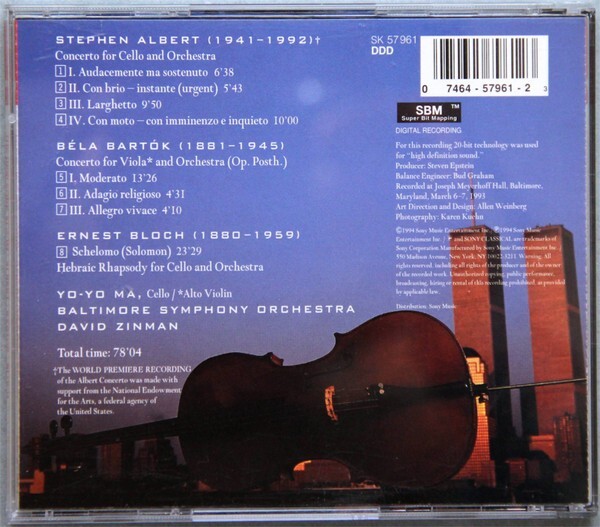 The New York Album - Yo-Yo Ma / Baltimore Symphony / David Zinman ‎(CD ...