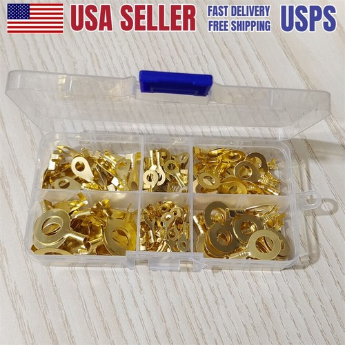 150pcs Non-Insulated Copper Ring Terminals Lugs Open Barrel Crimp Wire ...