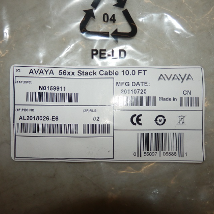 Avaya 10 Foot Ethernet Routing Switch 56XX Stack Cable AL2018026-E6 | eBay