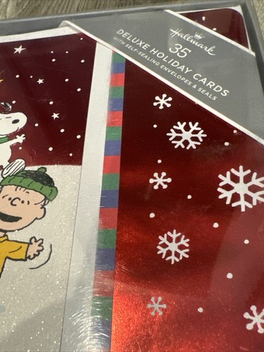 Hallmark Deluxe Holiday Cards Peanuts Gang 35 cards/ envelopes w/seals ...