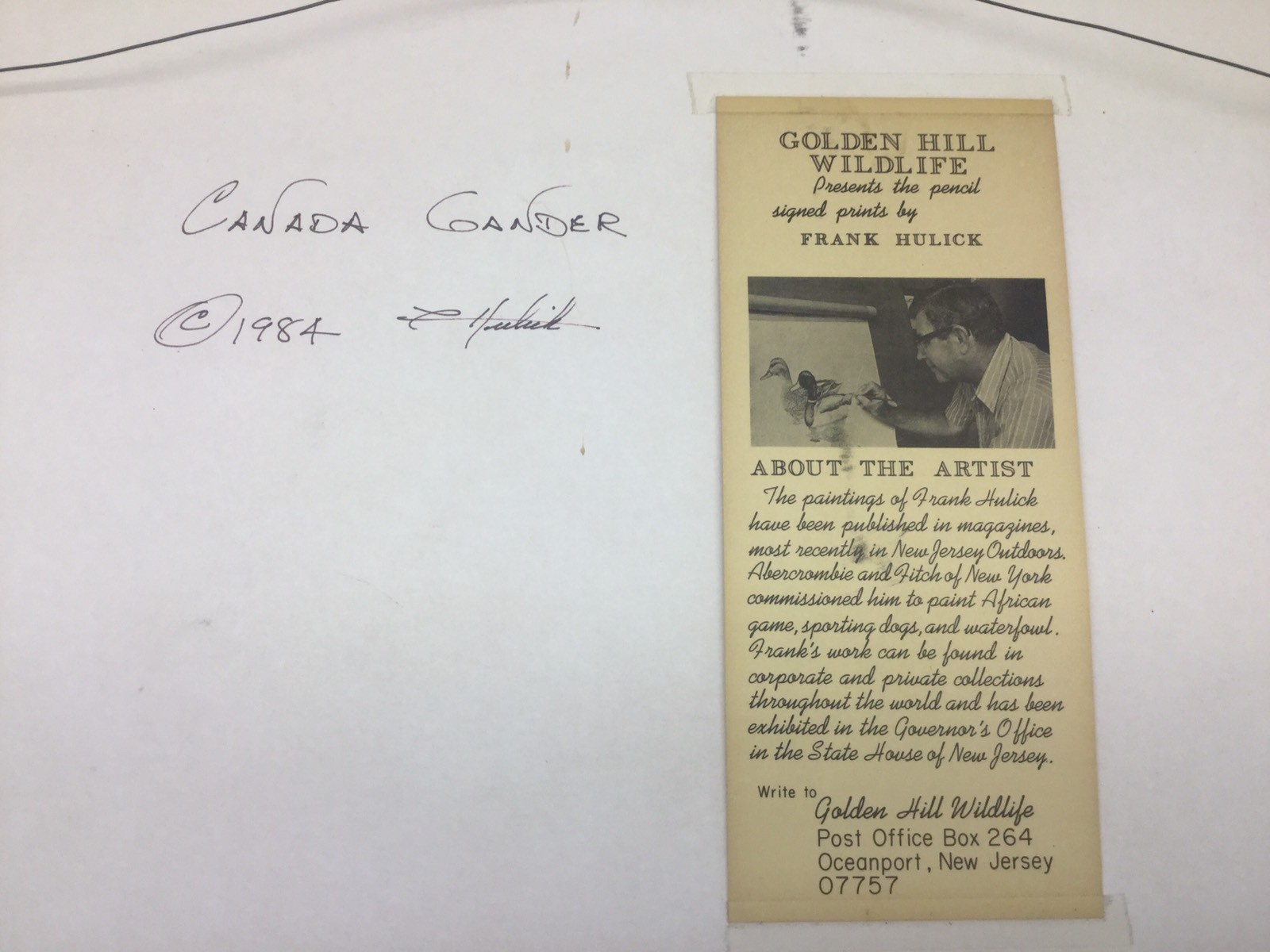 3 Signed Art Print Frank Hulick 1984 Canada Gander Wood Ducks Mallard ...