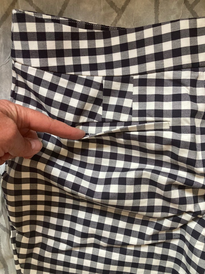 ANN TAYLOR Gingham Check Pants Womens Sz 8 KATE CROPPED LEG Navy & Off ...