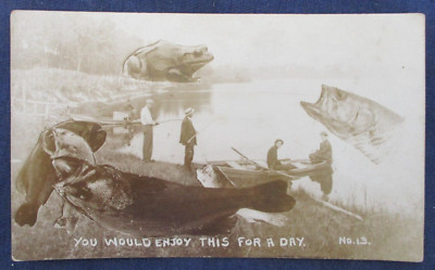RPPC Fishing Exaggeration & Big Frog 1910s Greeting Postcard | eBay