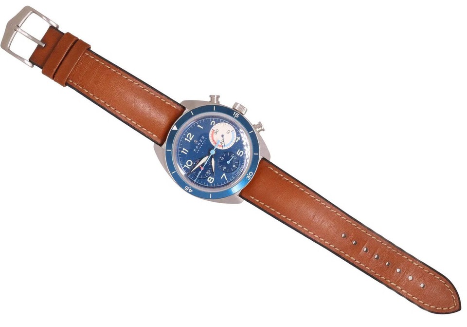 Farer Cresta Mechanical Chronograph Stainless Steel Watch – Blue Dial ...