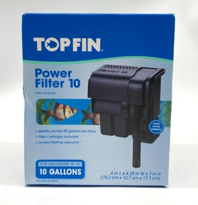 Top Fin Power Filter 10 For Aquariums Up To 10 Gallons Made in USA, NEW ...