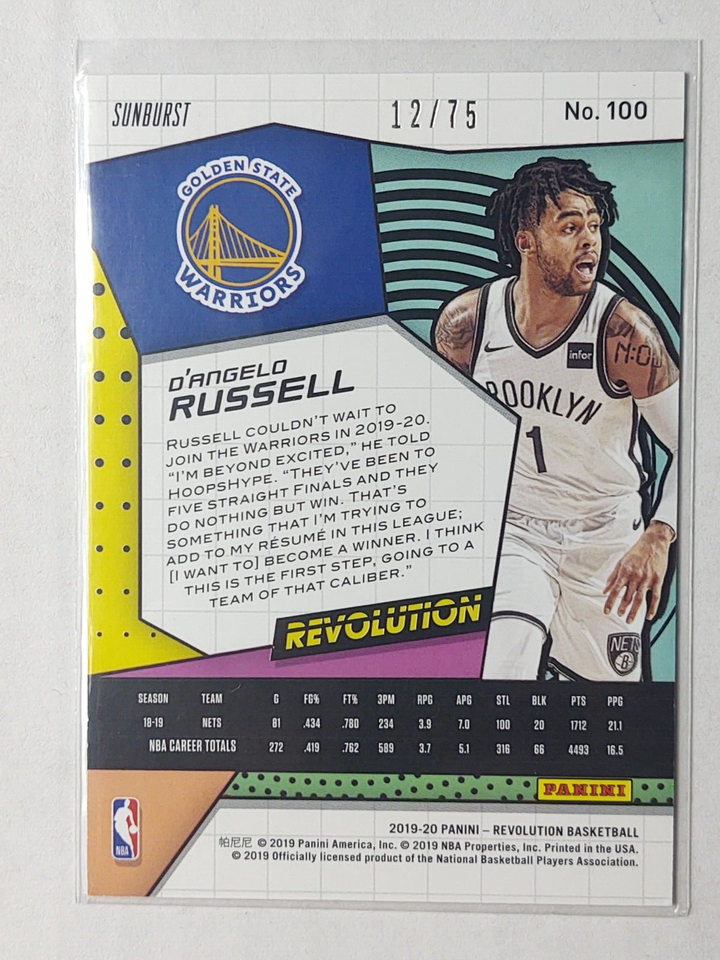 2019-20 Panini Revolution Sunburst /75 D'Angelo Russell #100 | eBay