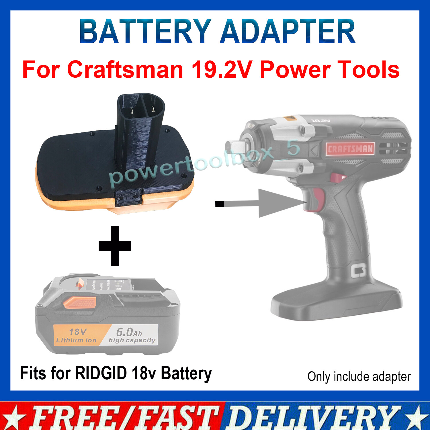 For Ridgid 18V Battery Adapter Convert to for Craftsman 19.2V C 3 Power ...