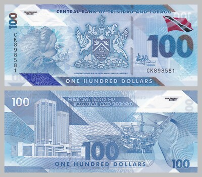 Trinidad E Tobago 100 Dollaro 2019 Polimero non circolato | eBay