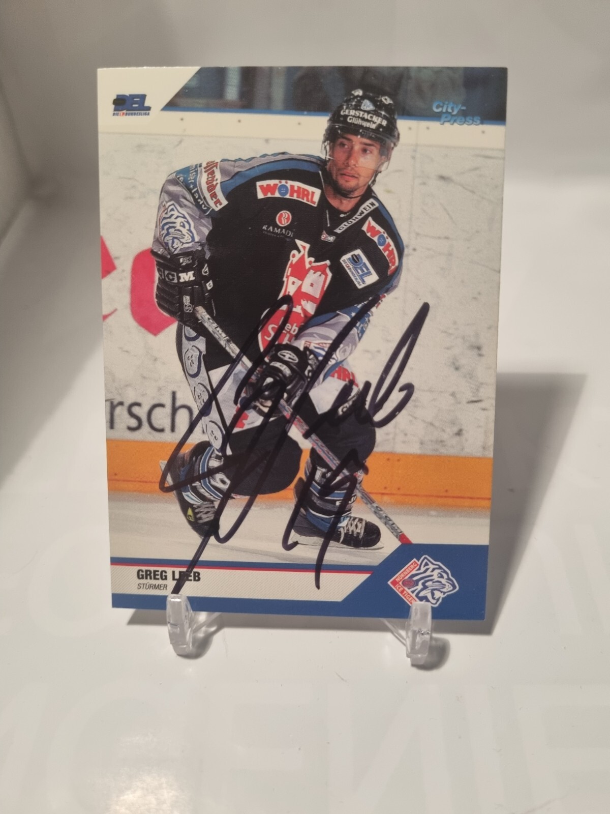 Signierte DEL Trading Card Auto Greg Leeb Sinupret Ice Tigers Nürnberg ...