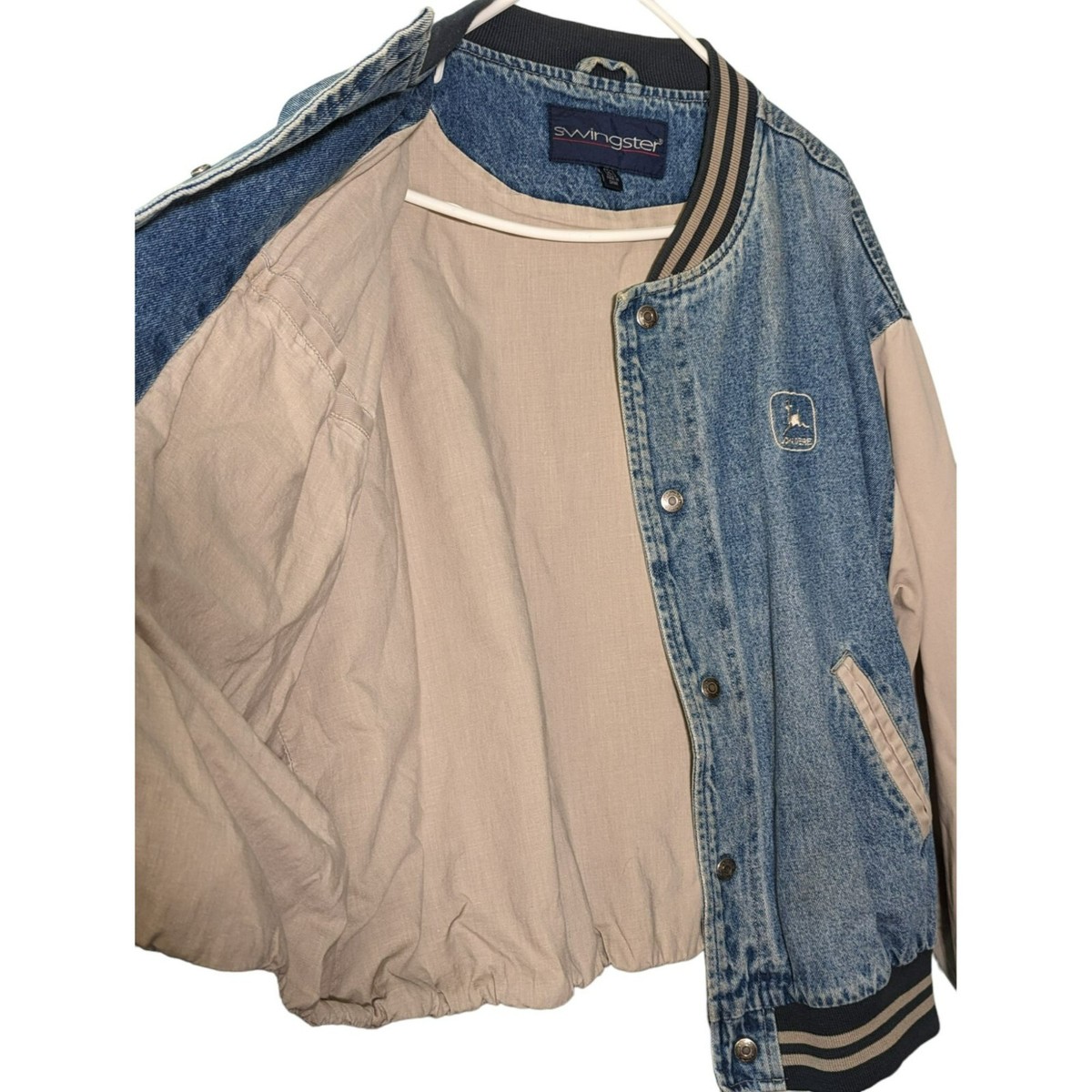 Men's Vintage Swingster John Deere Denim Jacket XL Varsity Men's Vintage Swingster John Deere Denim Jacket XL Varsity