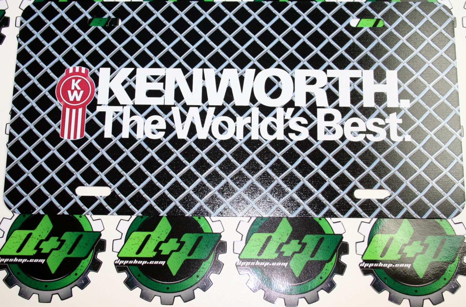 Kenworth License Plate tag emblem decal KW truck semi cat detroit ...