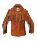 Men Western Cowboy Suede Fringe Jacket Beaded Native American Leather ...