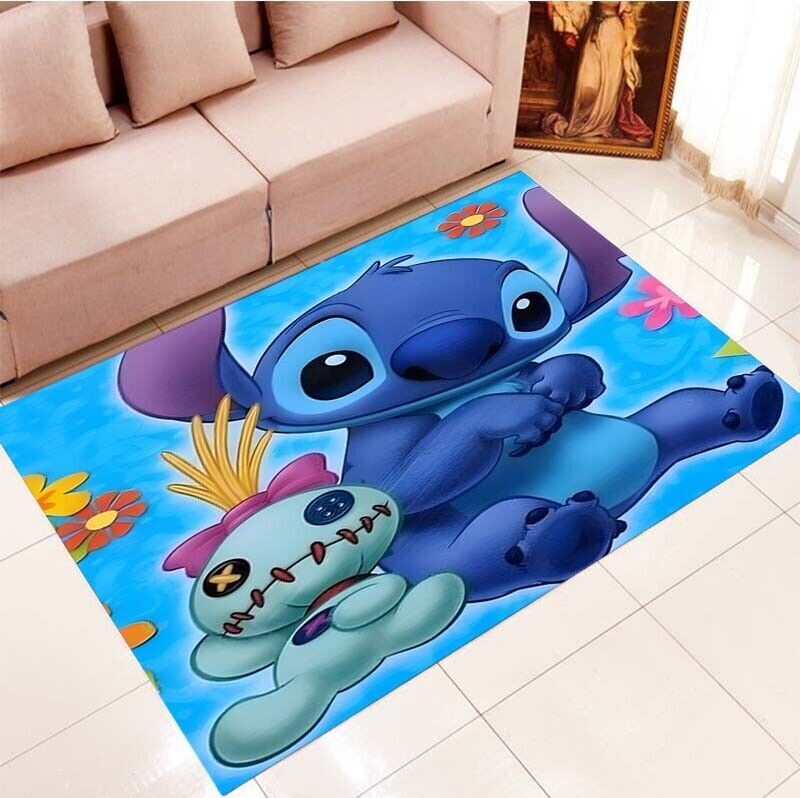 Lilo & Stitch Cartoon Floor Rug Carpet Bedroom Doormat Living Room Anti ...