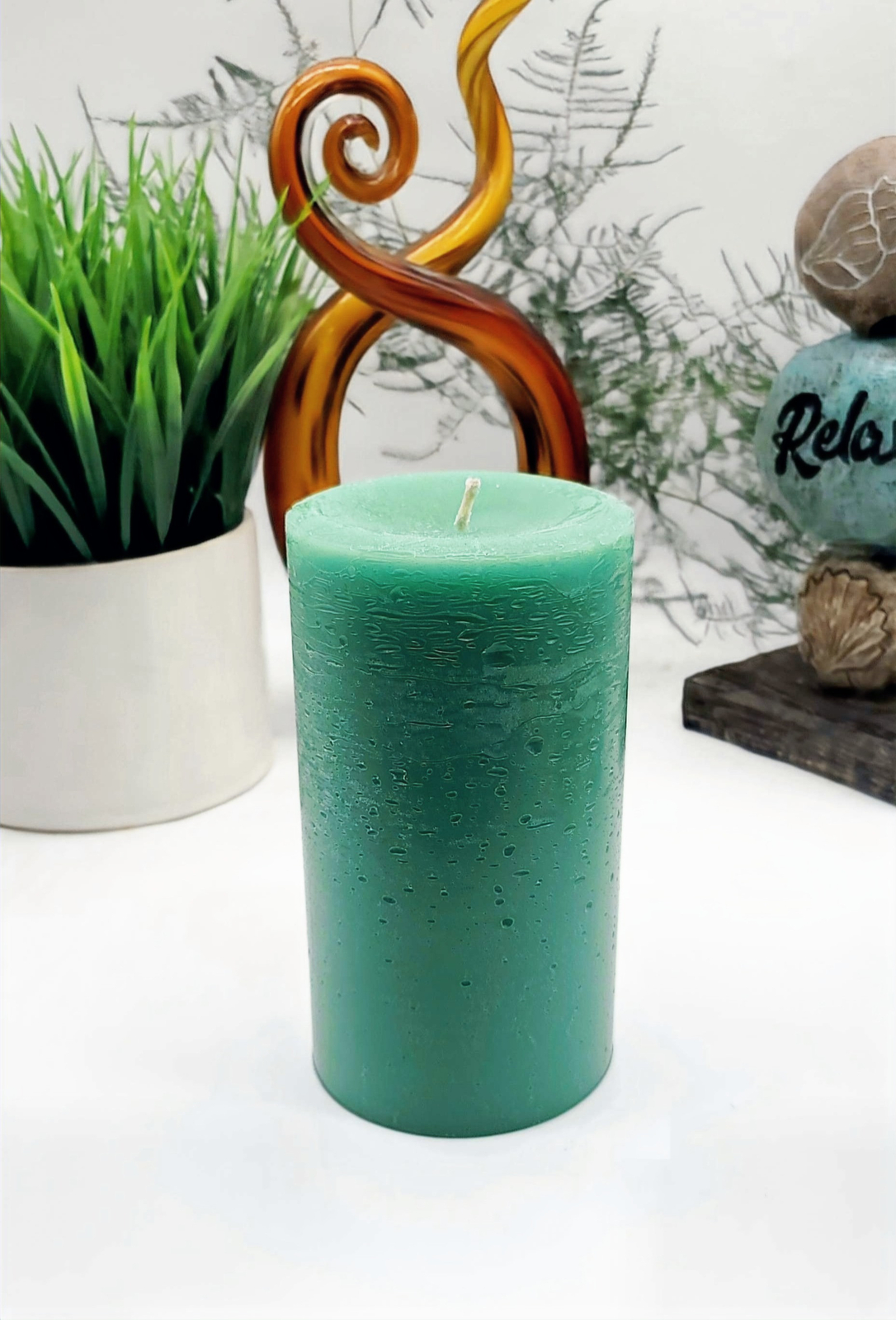 Light Green Candle, Rustic Pillar Candle, in Clean Linen Fragrance | eBay