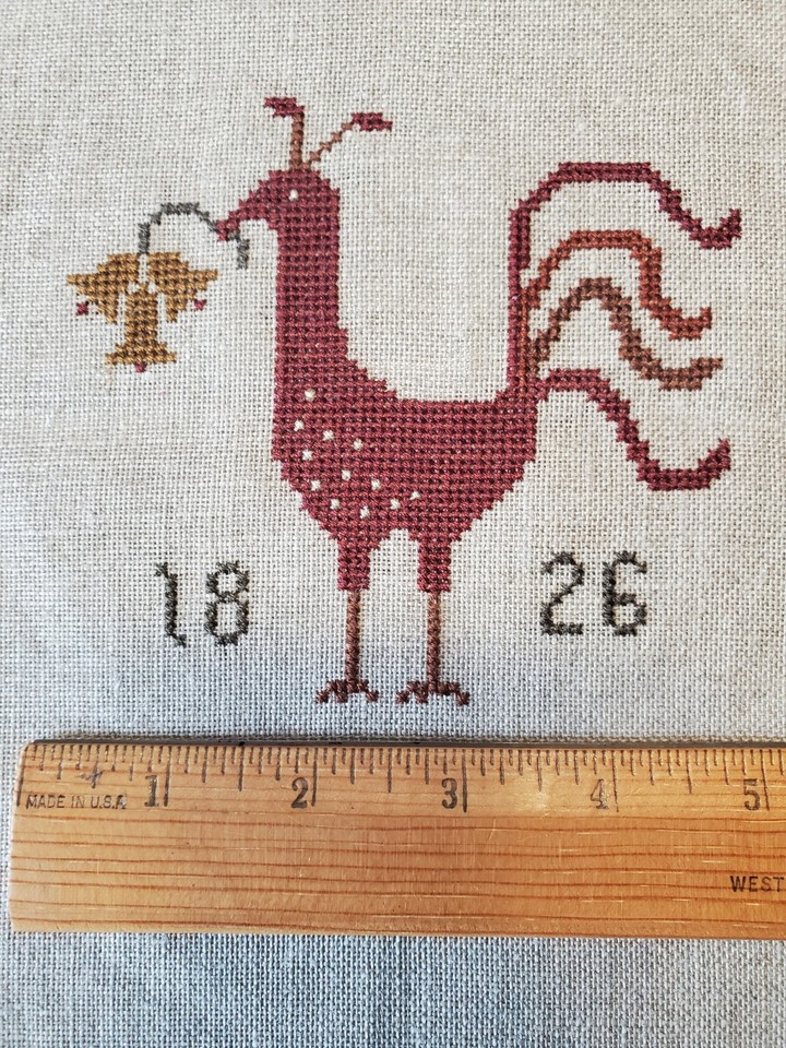 Christmas Jingle Bird Finished Cross Stitch Primitive Tina Woltman | eBay