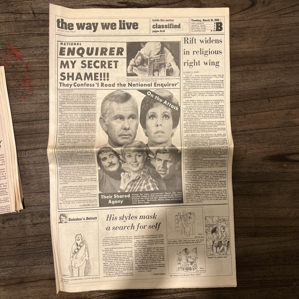 2 - 1981 Newspapers RONALD REAGAN SHOT New York Times And Detroit Free ...