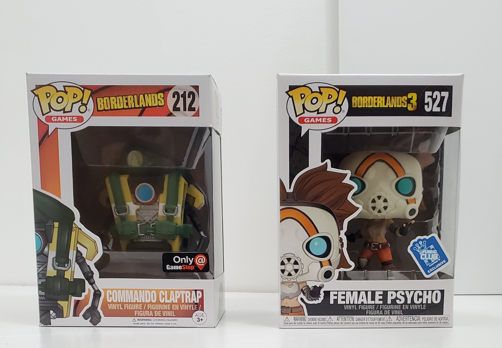 Funko Pop! Games COMMANDO CLAPTRAP #212 & FEMALE PSYCHO #527 [Pre-Owned ...