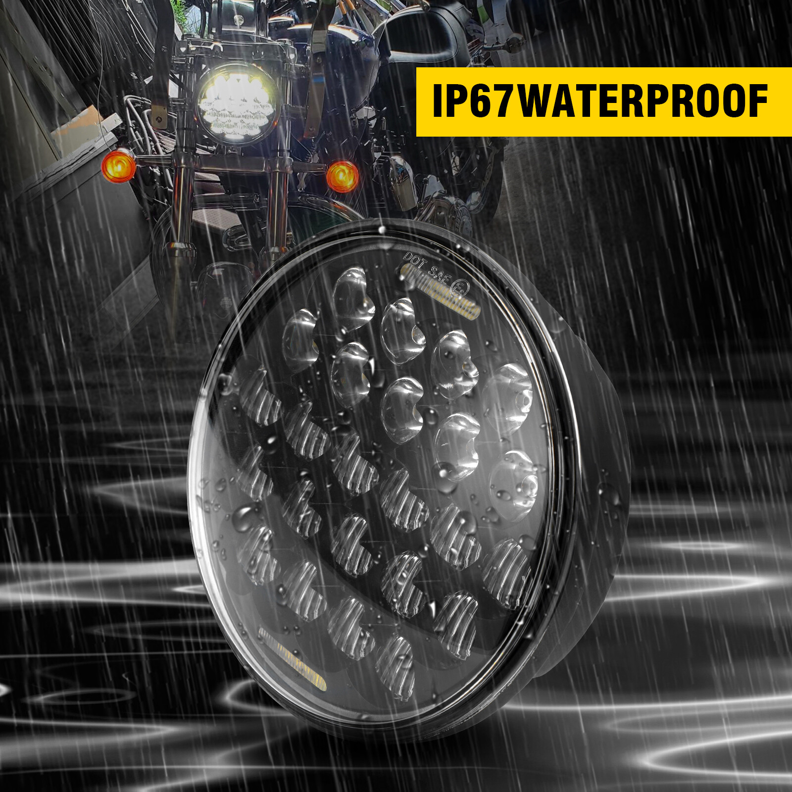 5.75" 5-3/4'' inch Round 5D Black LED Headlight High Low Beam DRL for ...