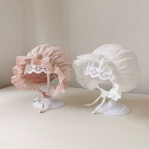 Soft Baby Cotton Bonnet Infant Toddlers Girls Princess Lace Ruffle Hat ...