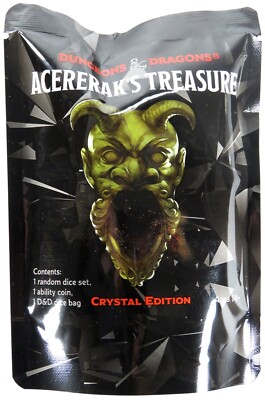 D&D Acererak's Treasure Pack CRYSTAL EDITION DICE SET +Coin Bag random ...