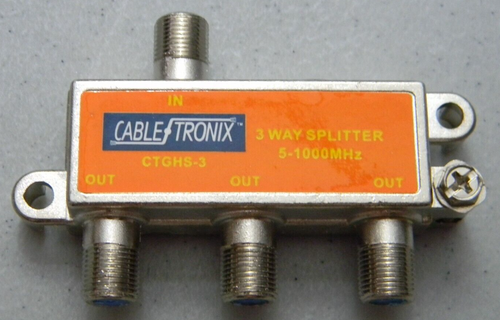 3 WAY / PORT SPLITTER CABLETRONIX 5 MHZ - 1000 MHZ 1 GHz CTGHS-3 NEW IN ...