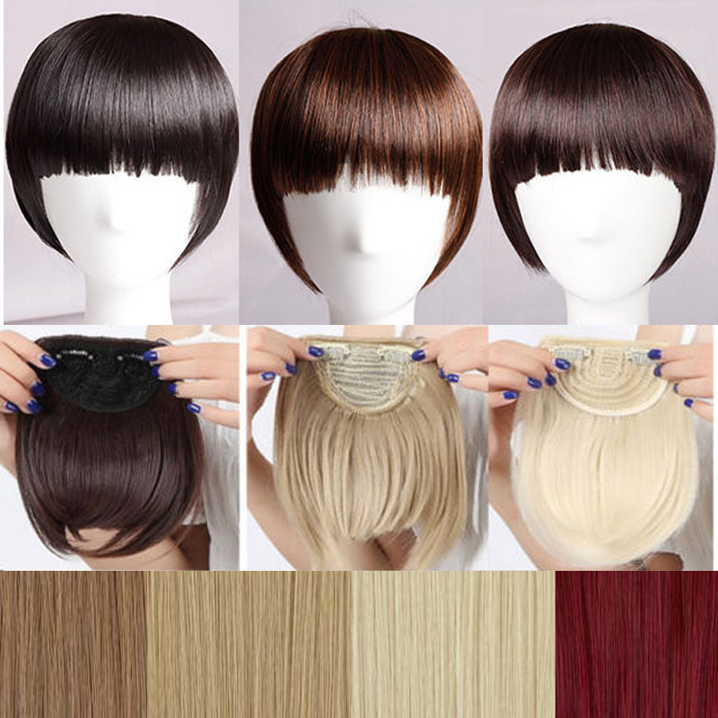 Fast Shipping Long Side Bang Clip in on Fringe Hair Extensions Front ...