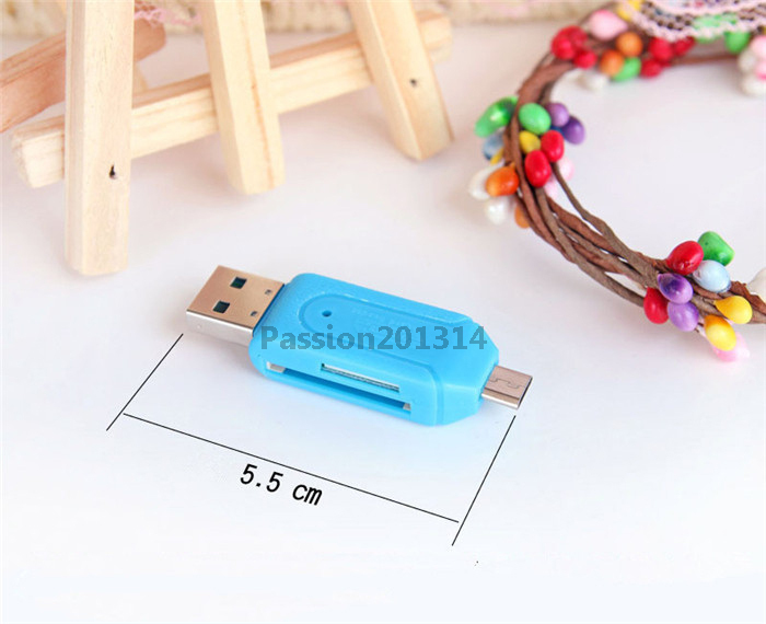2-in-1 OTG SD Micro USB 2.0 T-Flash Memory Card Reader Adapter For PC ...
