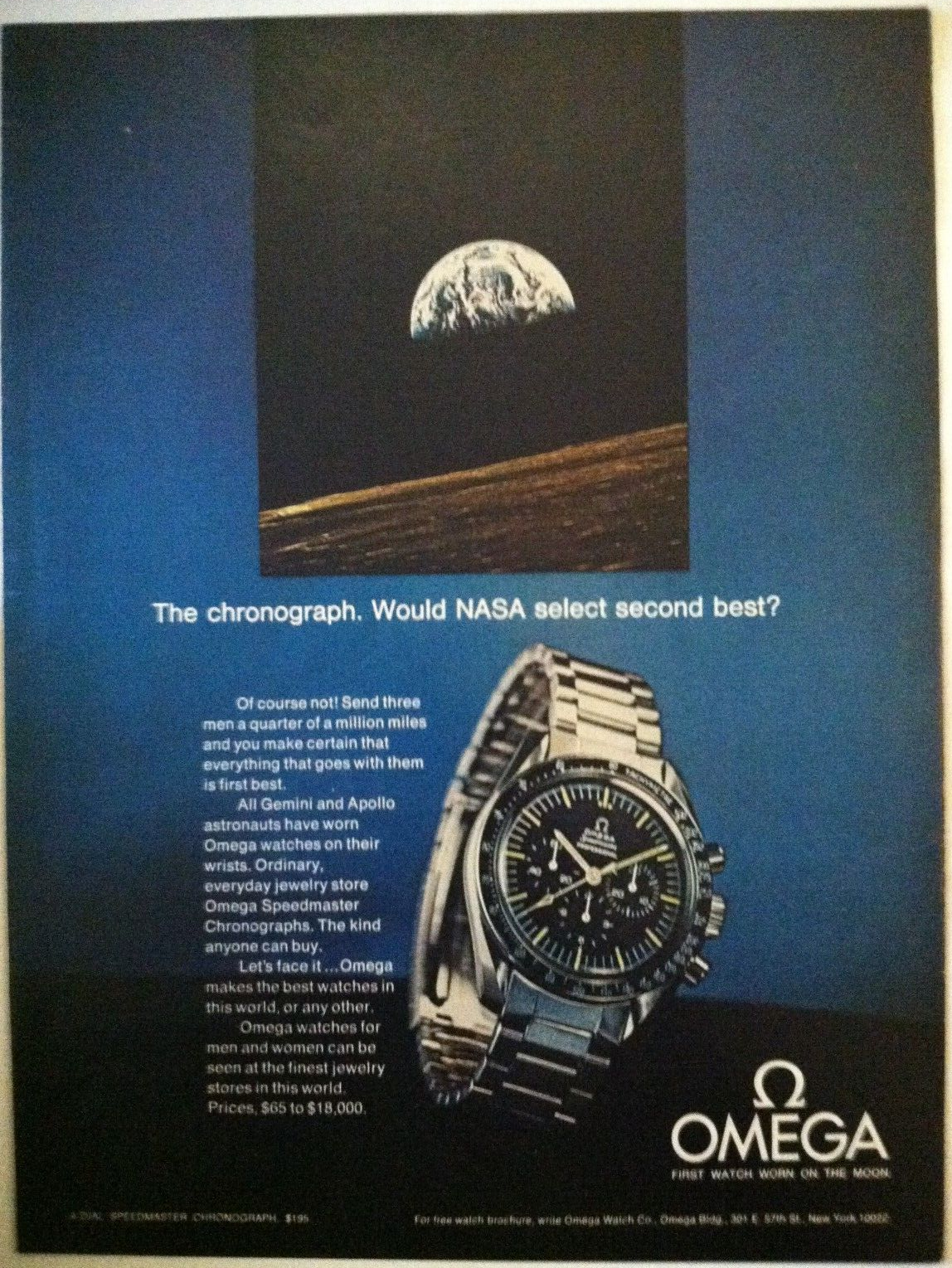 1970 ORIGINAL NASA OMEGA SPEEDMASTER PROFESSIONAL MOON LANDING 4-DIAL ...