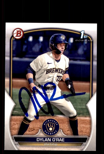 Signed Baseball Card Auto Dylan O'Rae 2023 Bowman #BP-143 Milwaukee ...