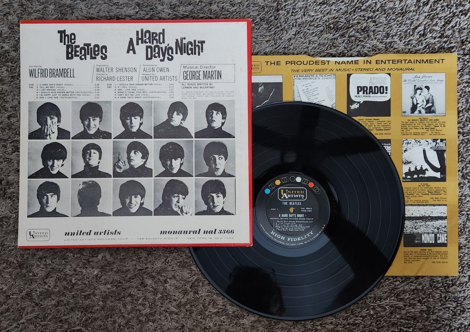 Beatles ORIG 1964 U.S. ' A HARD DAYS NIGHT ' MONO LP! RARE RCA ...