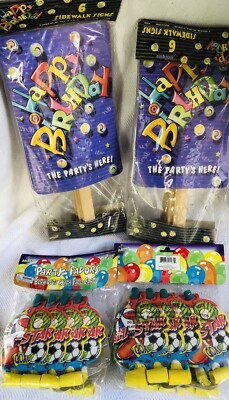 1990s Birthday Paper Cardboard Yard Signs Sports Blowouts Blow Horns ...