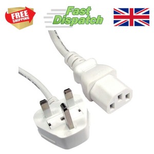 10m extra long IEC Kettle Lead Power cable 3 Pin UK Plug PC Monitor C13 ...