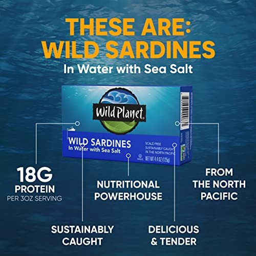 Wild Sardines in Water with Sea Salt, Tinned Fish, Non-GMO, Sustainable ...