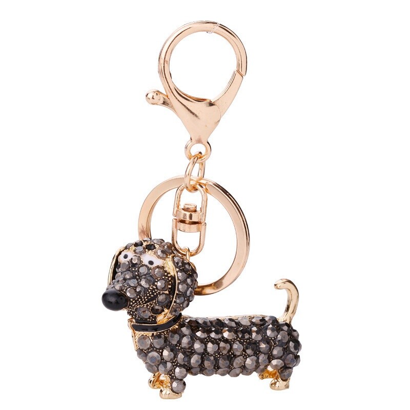Crystal Purse Pendant Keychain Dog Dachshund Car Holder Fashion Key ...