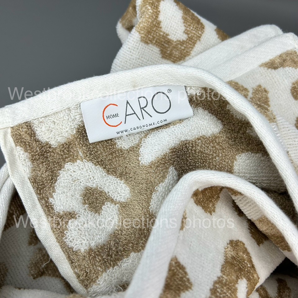 CARO Gold Leopard Print Beach Towel Oversized Luxury Spa Soft Cotton 36 ...