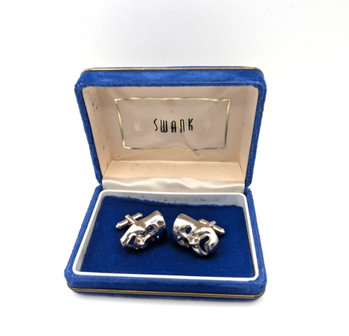 Vtg Swank Theater Cufflinks Comedy and Tragedy Masks Silver Tone ...