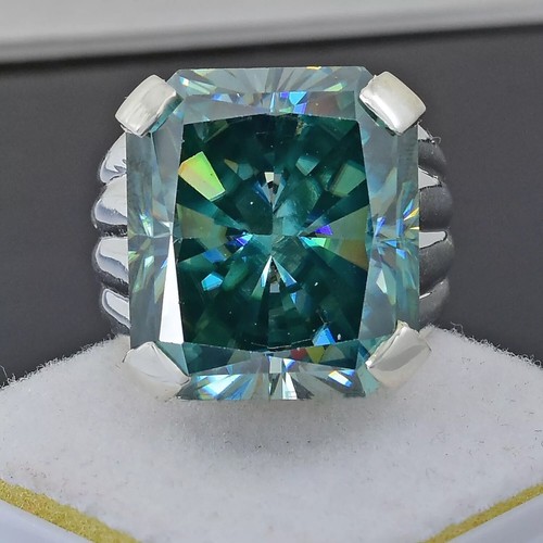 RARE 35.45 Ct Certified Radiant Cut Blue Diamond Men's Ring-Great ...