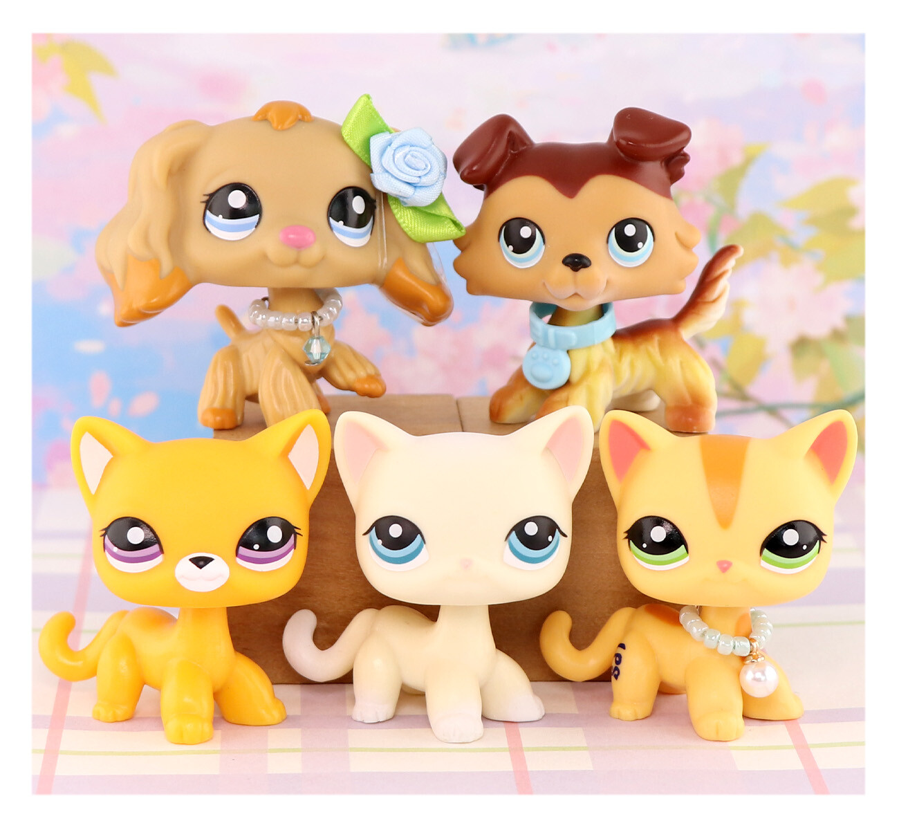 Pet Shop LPS 5pcs Short Hair Collie Cocker Spaniel dog Cute Kids Gift ...